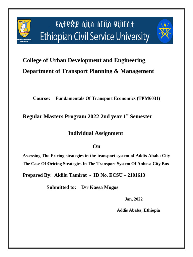 Kassa Assignment 02 | PDF | Public Transport | Transport