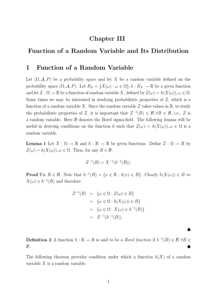 Function_of_a_Random_Variable | PDF | Expected Value | Probability Theory