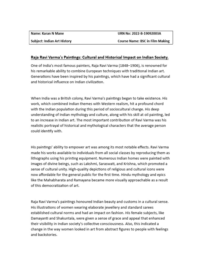 Short Essay Assignment 3 Karan Mane FM | PDF | The Arts