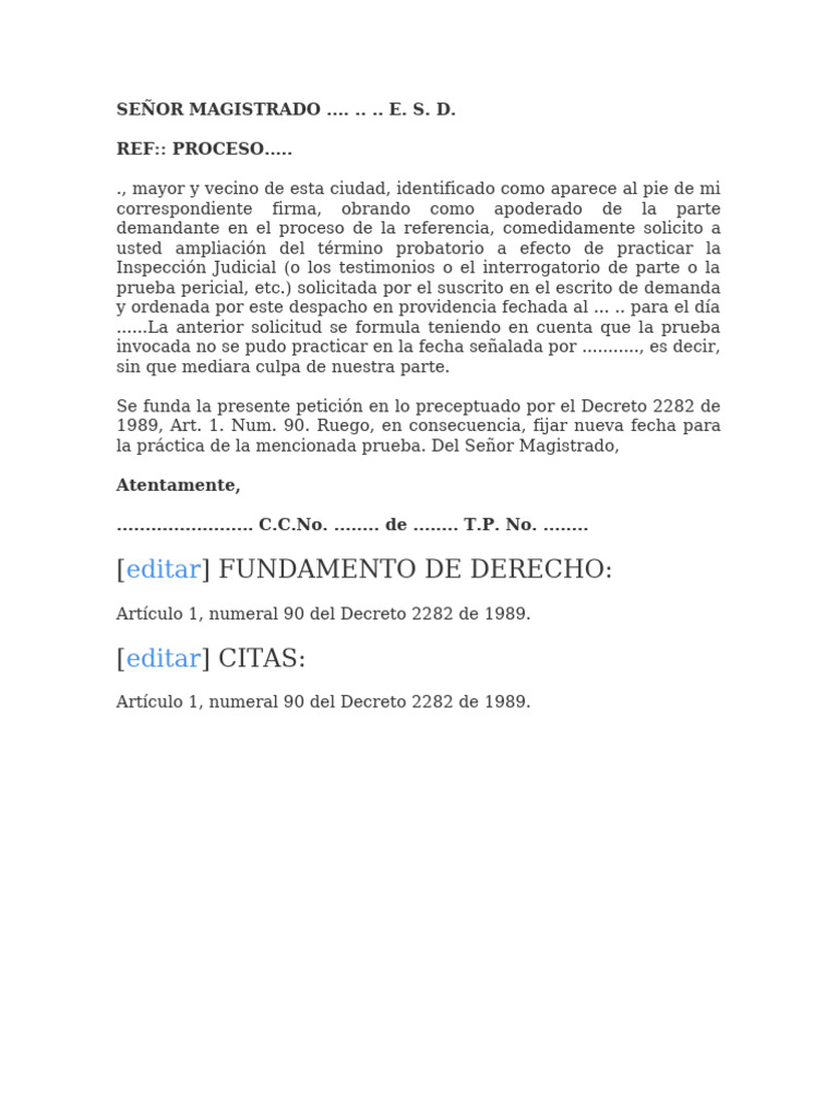 Solicitud de Término Adicional para La Práctica de Pruebas | PDF