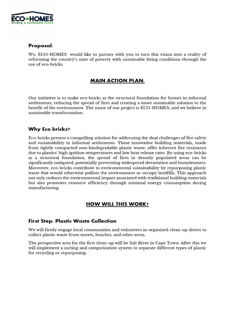 Eco Brick Proposal | PDF | Sustainability | Plastic