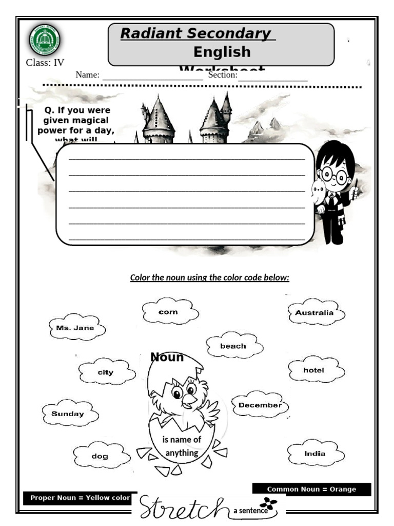 Class 4 English Worksheet | PDF | Grammar | Syntax