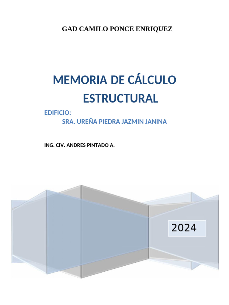 Memoria de Cálculo Estructural 2024 | PDF | Hormigón | Fundación ...