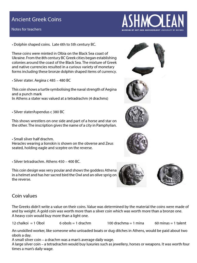 Greece Ancient Greek Coins Notes For Teachers | PDF | Coins | Foreign ...