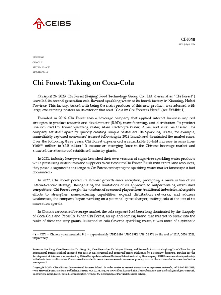Chi Forest-Case Study | PDF | Sugar Substitute | Drink