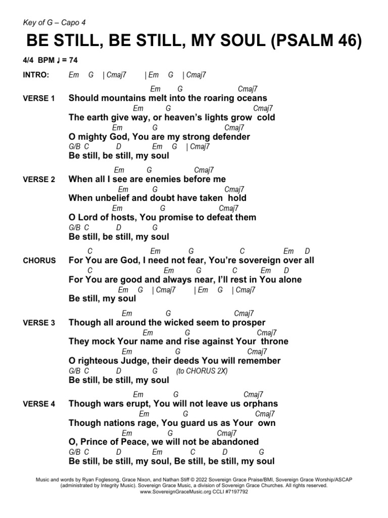 Be Still, My Soul: Chords & Lyrics | PDF | Religious Belief And Doctrine
