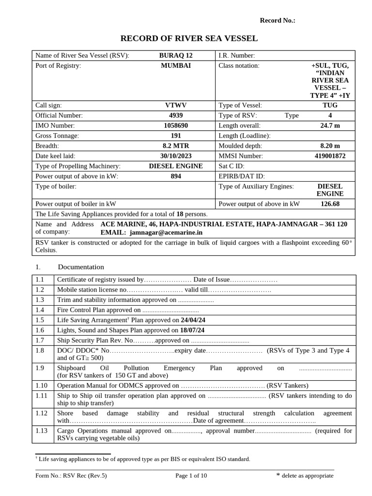 RSV Rec (Rev.5) RECORD | PDF