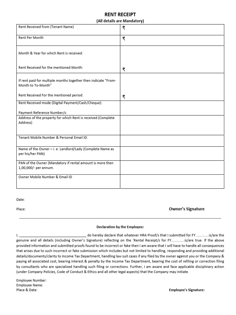 Rent_Receipt_Format | PDF | Receipt | Renting