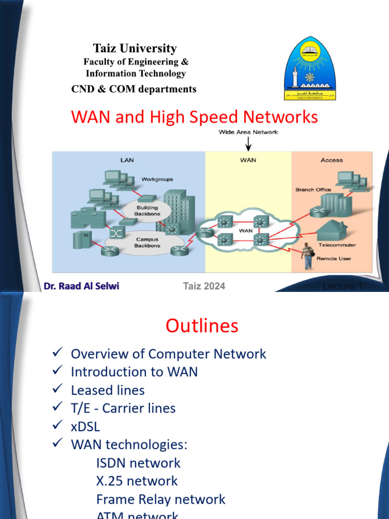 Introduction to WAN and High Speed Networks Lecture -1_١١٤٢٤٣ | PDF | Computer Network ...