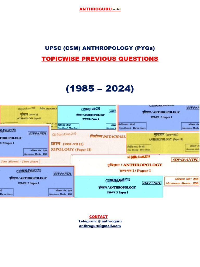 ANTHRO PYQs 1985-2024 | PDF | Homo | Kinship