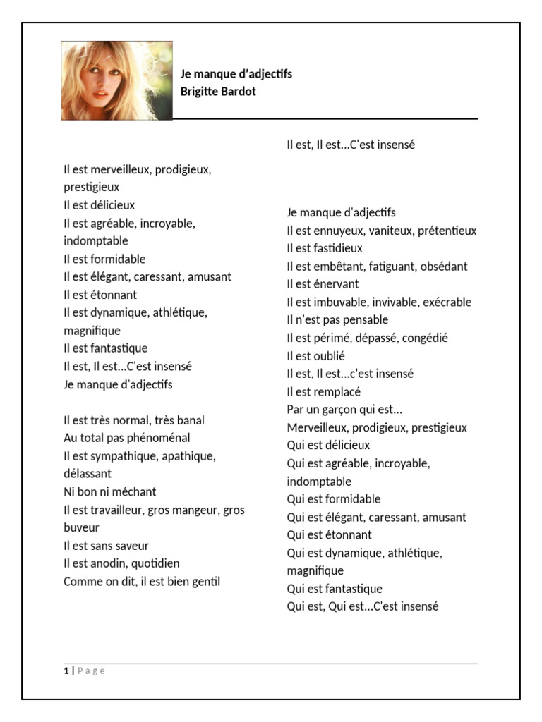 Adjectifs pour décrire des personnes | PDF