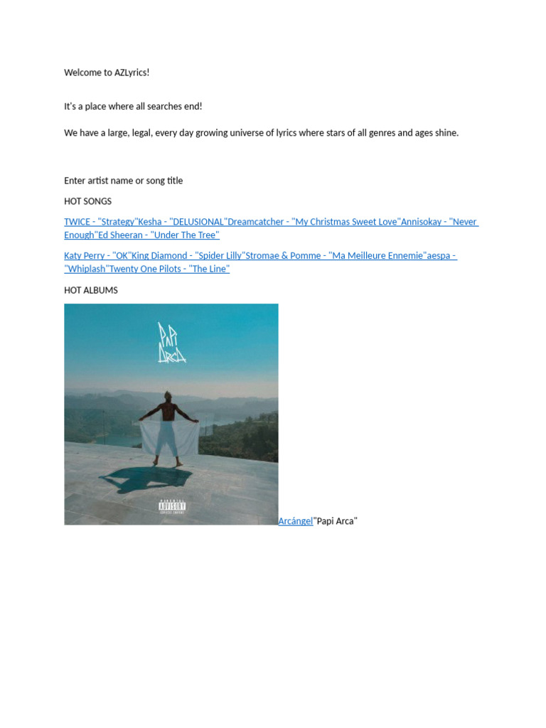 Welcome To AZLyrics | PDF