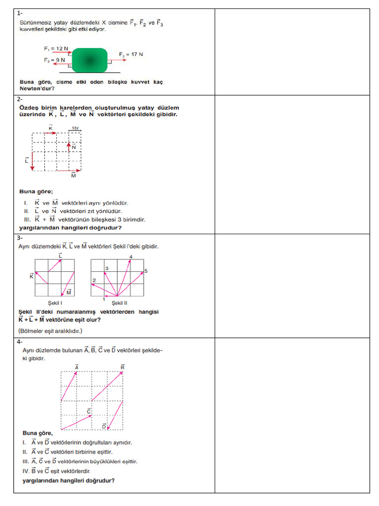 9 Vektörler Soru | PDF