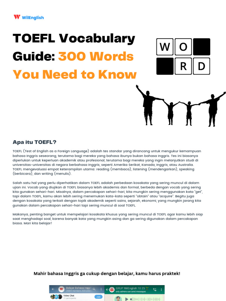 TOEFL Vocabulary Guide 300 Words You Need To Know | PDF