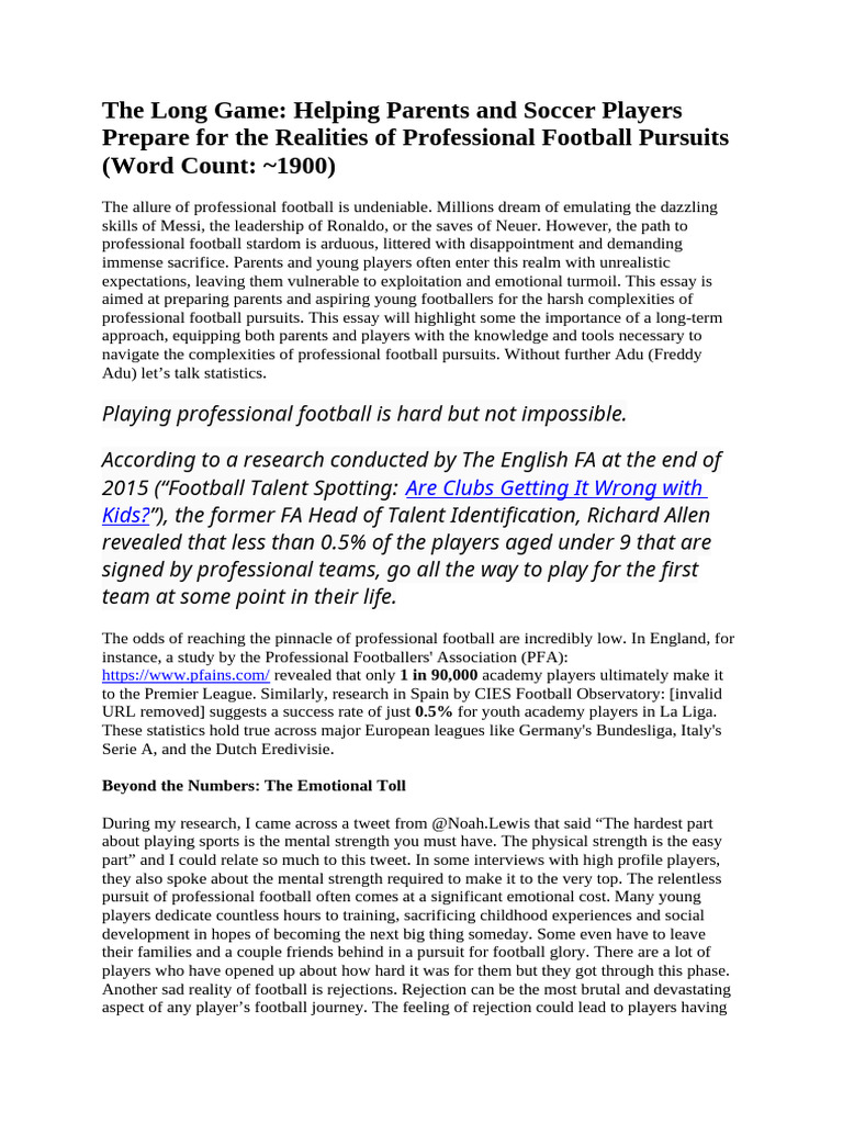 Football Essay Draft | PDF | Mentorship