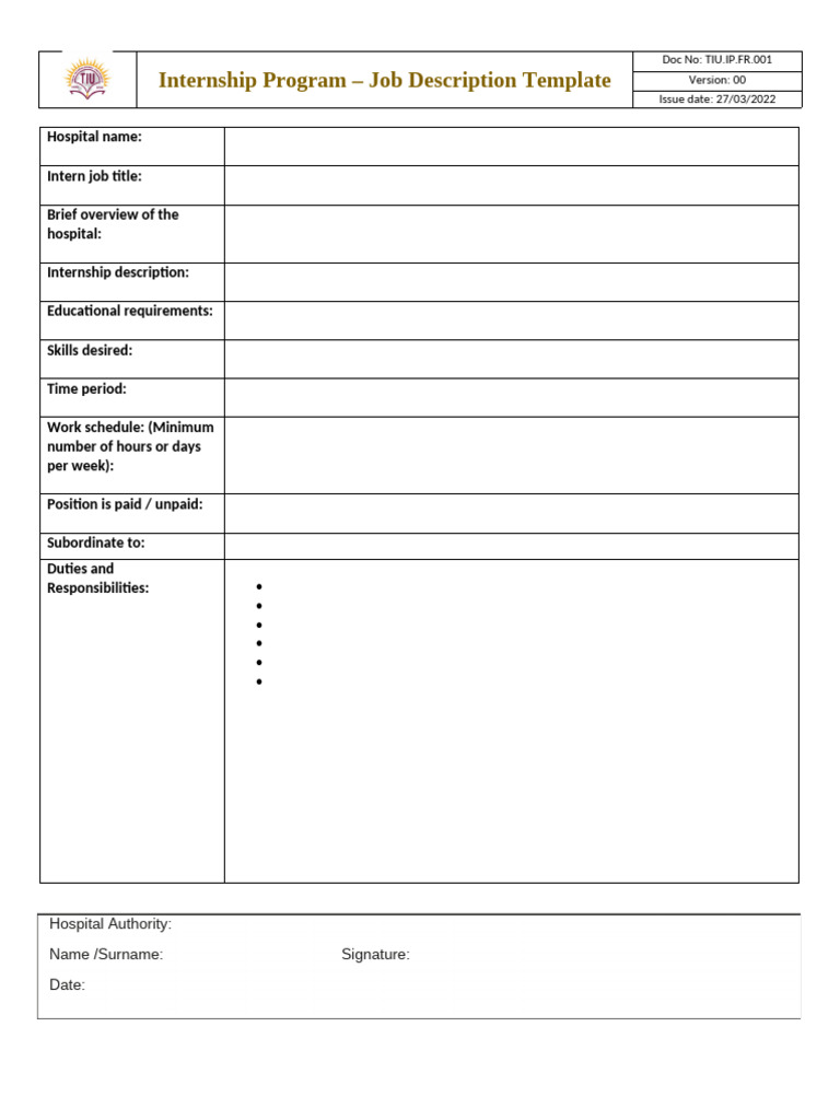 2 Internship Job Description Form | PDF