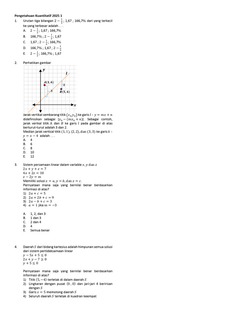 Pengetahuan Kuantitatif 2025 1 | PDF