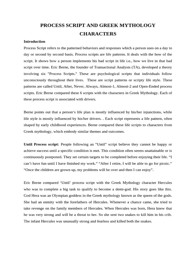 Process Script and Greek Mythology Characters | PDF | Hera | Apollo