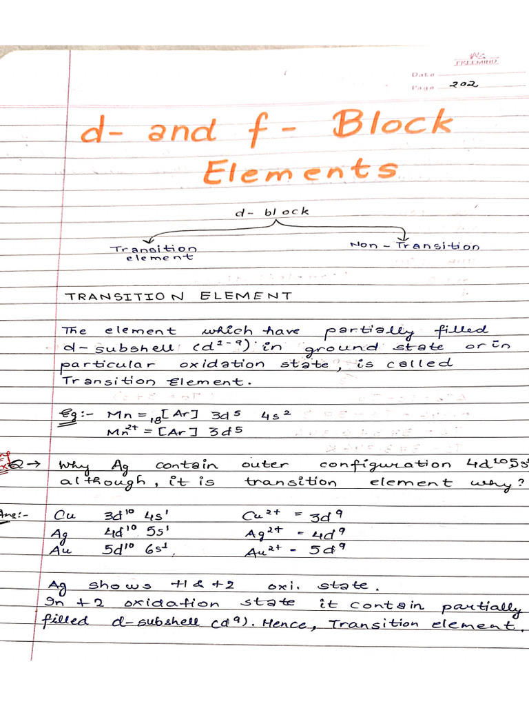 D - and F - Block Elements | PDF
