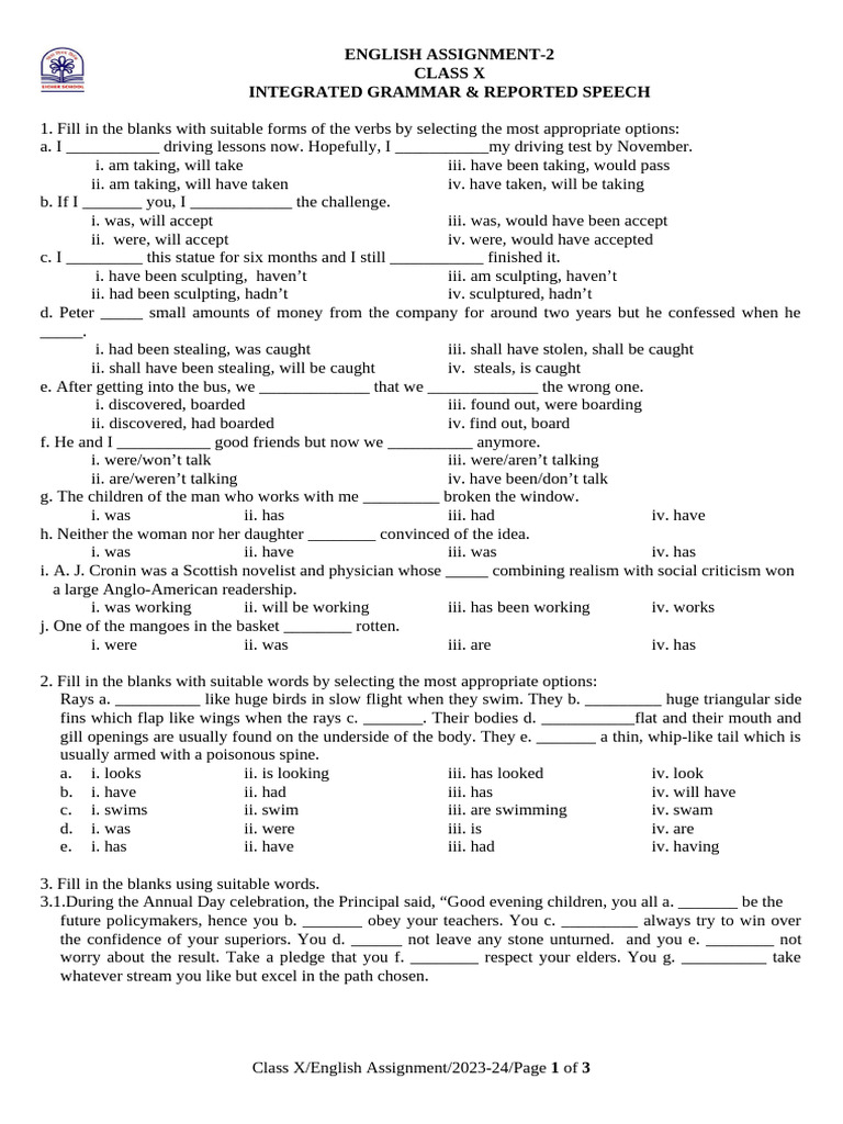 10-English Assignment-2-2023-24 | PDF | Rain | Water