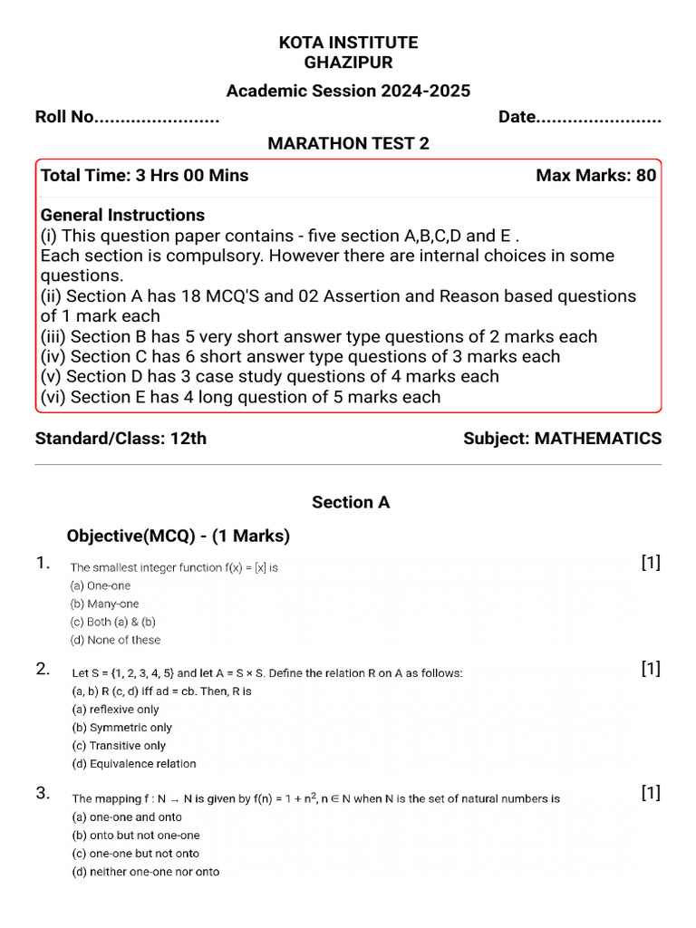 Marathon Test 2 | PDF | Mathematical Analysis | Matrix Theory