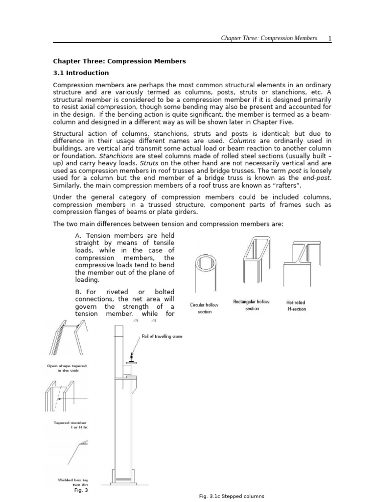 Cha-3 Compression Member | PDF | Buckling | Beam (Structure)