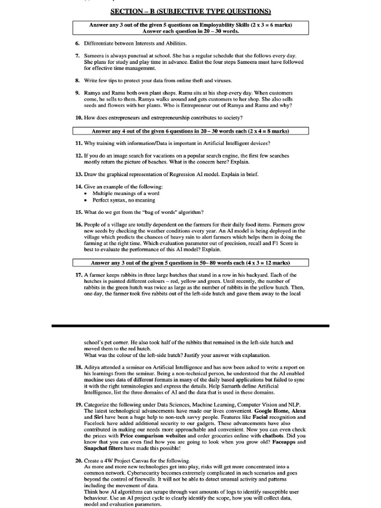 AI SAMPLE PAPER 2 SOLUTION | PDF