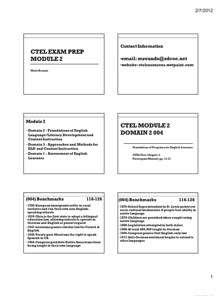 CTEL Module 2 PPT 02/2012 | PDF | Reading Comprehension | Educational Assessment