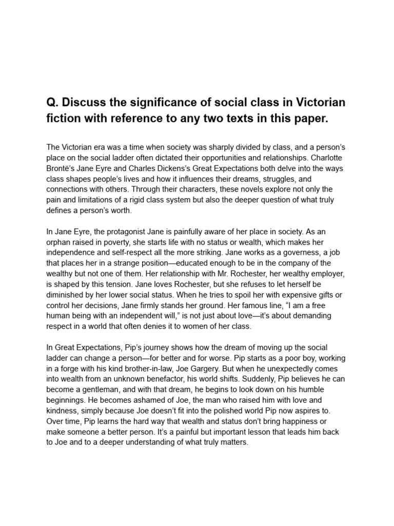 Victorian Class in Brontë & Dickens | PDF | Great Expectations ...