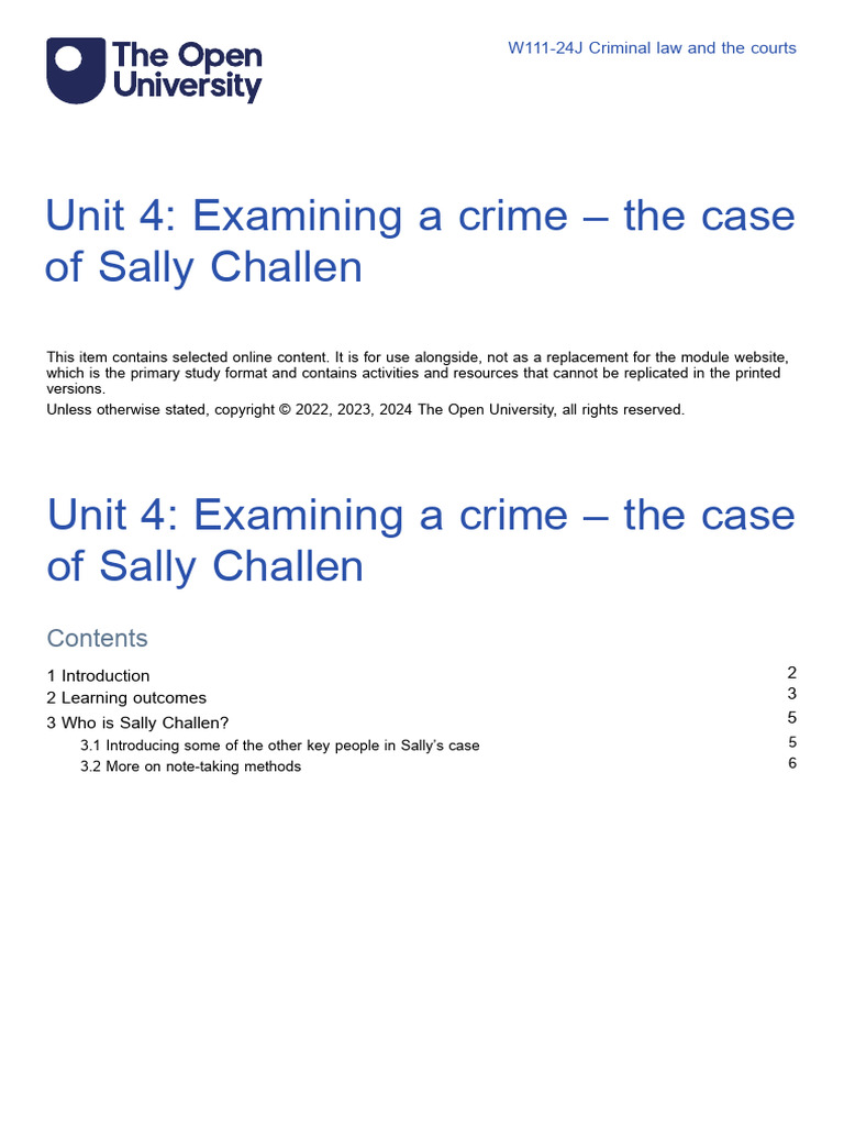 Unit 4 Examining A Crime The Case of Sally Challen Printable | PDF ...
