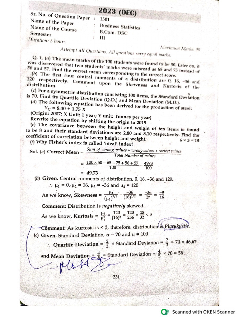 Last Year Paper Solution | PDF