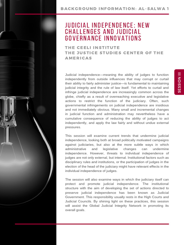 Judicial Independence: Challenges & Innovations | PDF | Judiciaries | Judge