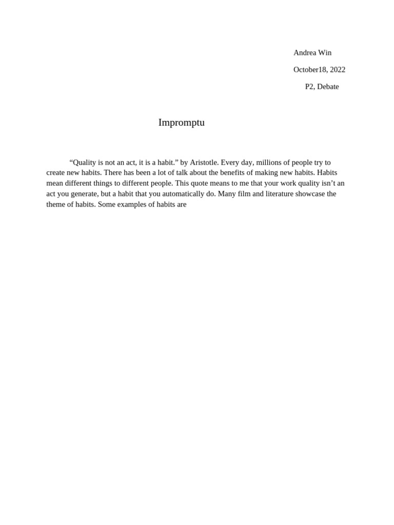 Debate Habits Impromptu | PDF