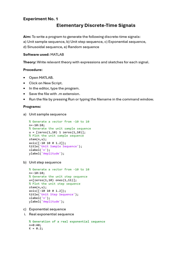 DSP Lab Experiments BEC502 | PDF | Applied Mathematics
