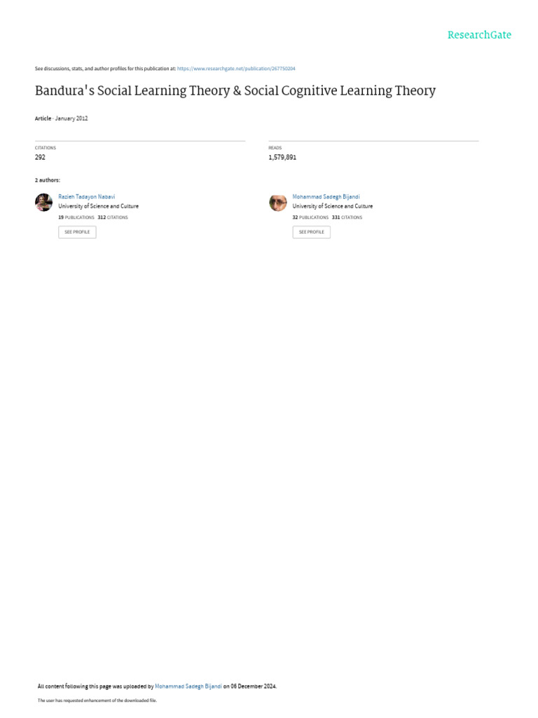 Banduras Social Learning Theory and Social Cognitive Learning Theory ...