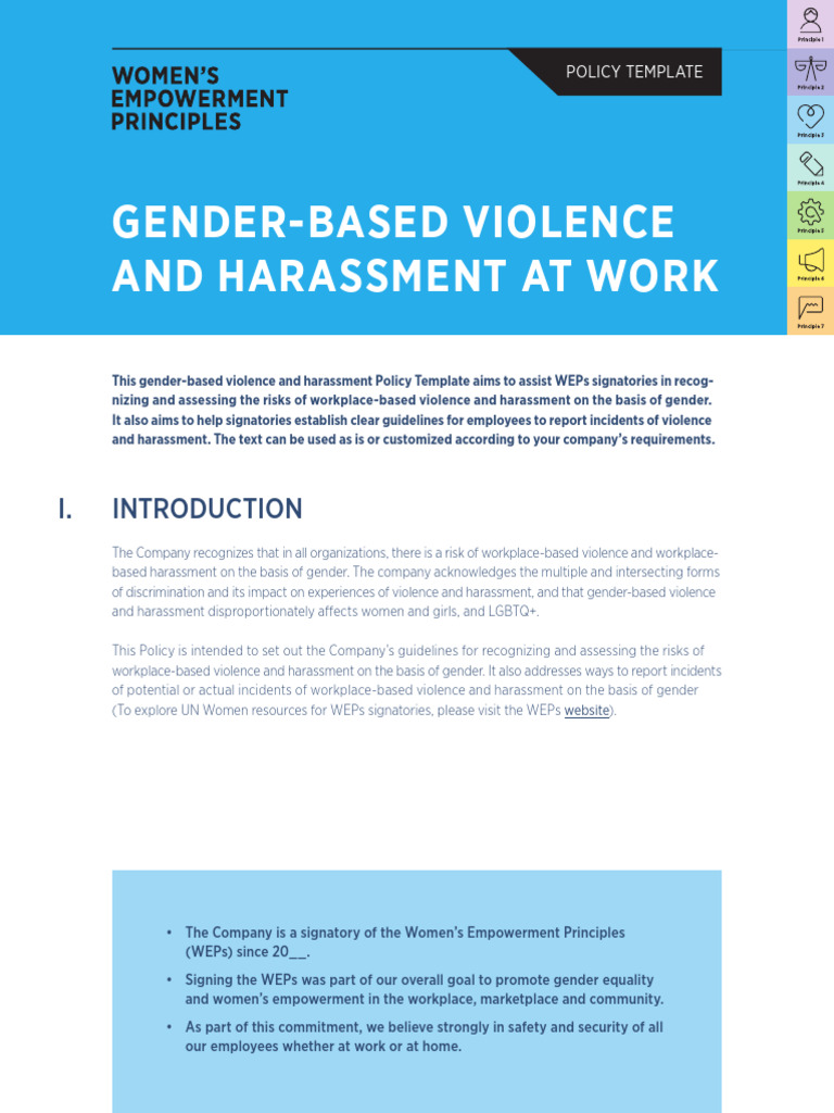 POLICY TEMPLATE Gender Based Violence | PDF | Sexual Harassment | Harassment