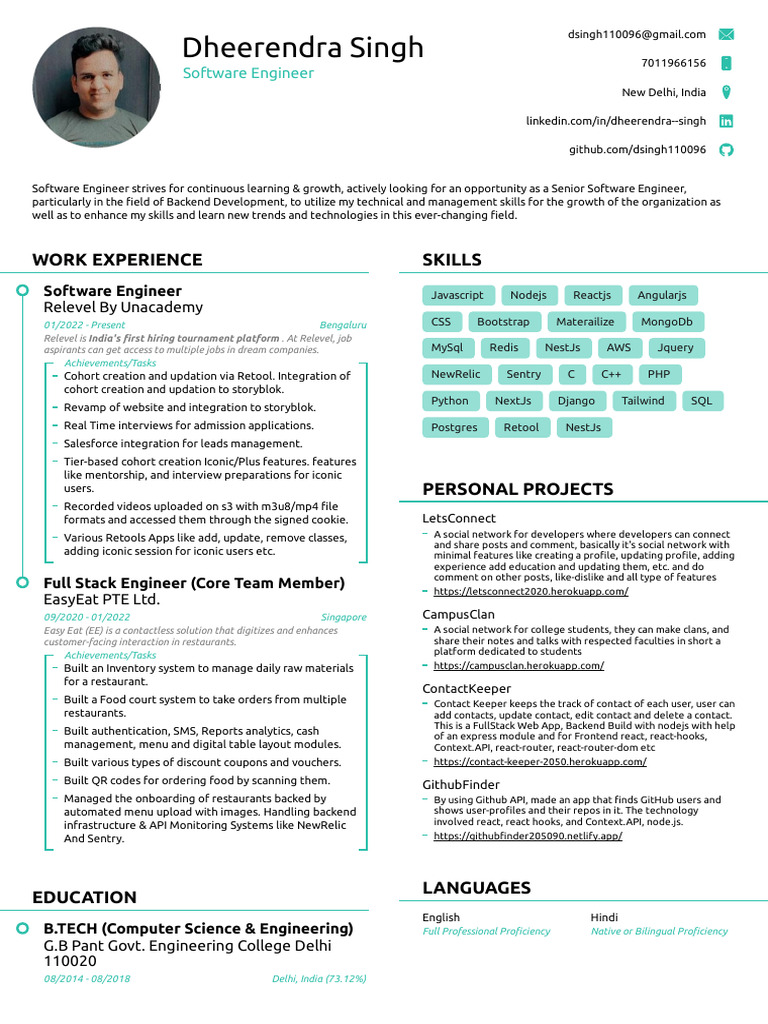 Dheerendra's Resume | PDF | Computing | Software Engineering