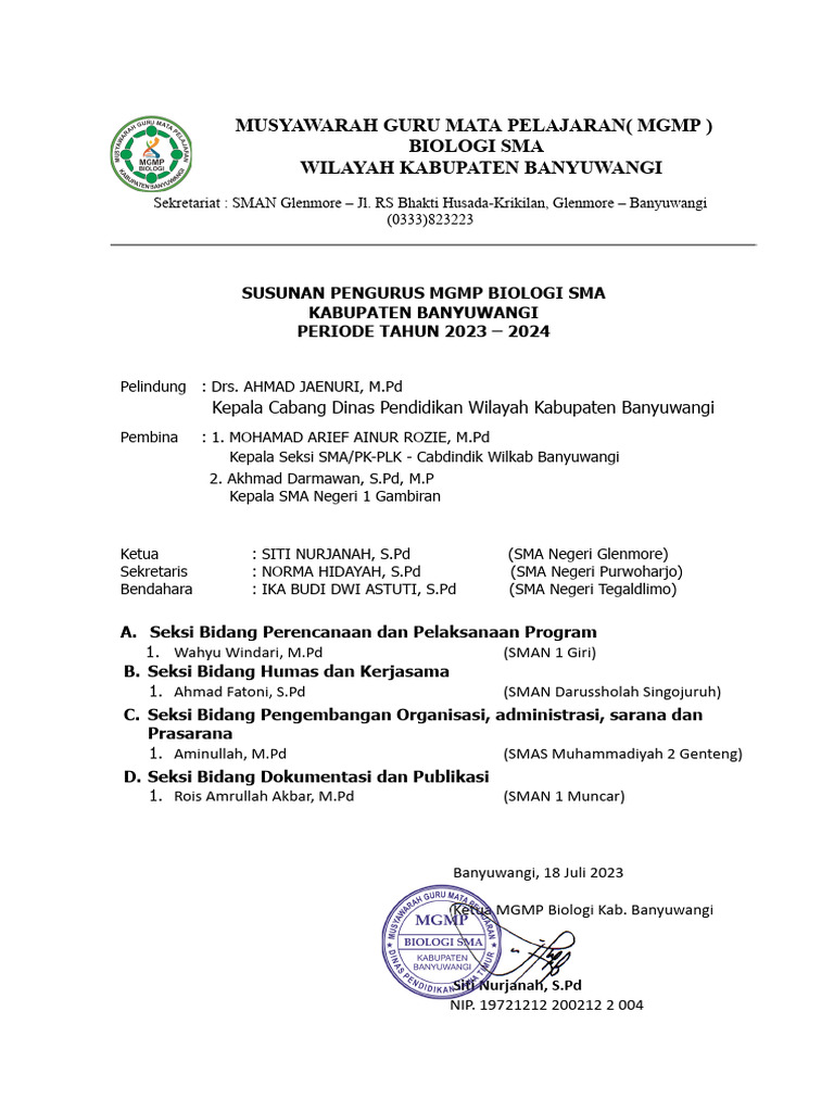Sk Mgmp Biologi Sma | PDF