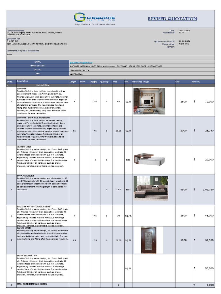 Revised Quotation. 26.11.2024 | PDF | Cabinetry | Plywood