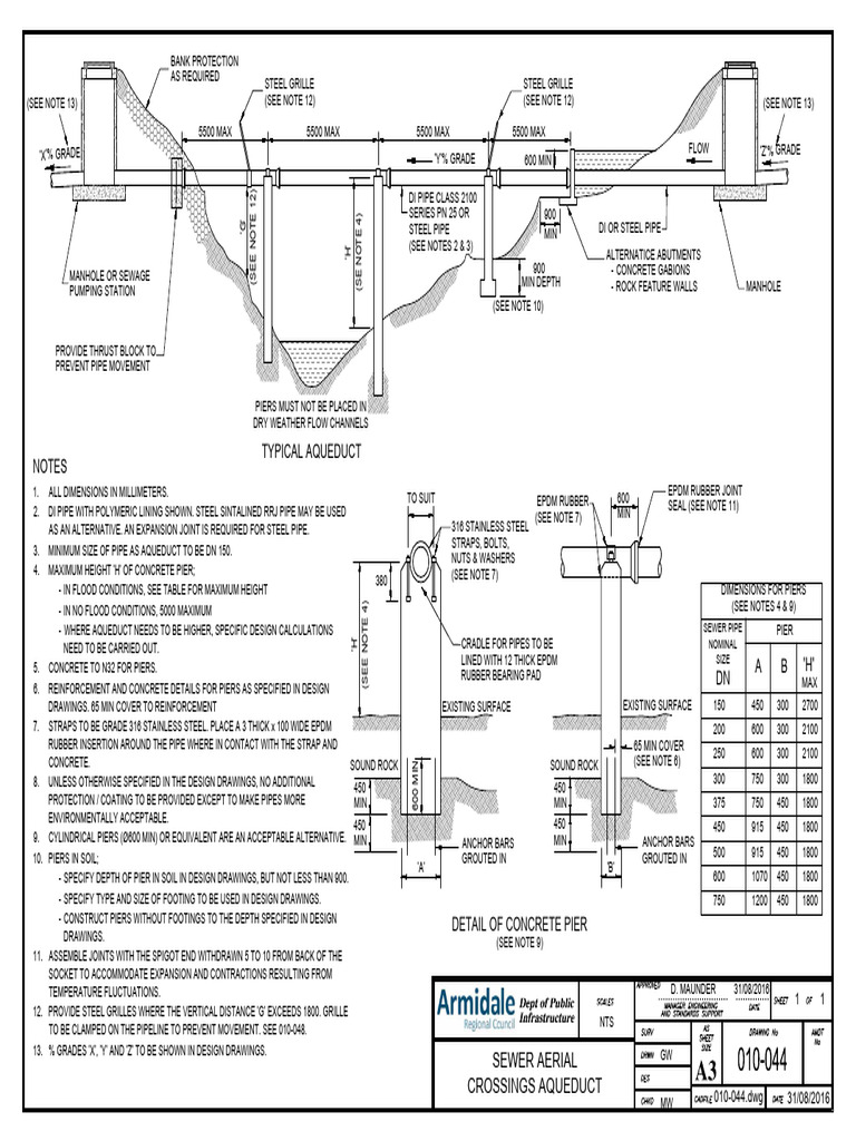 010-044 SEWER AERIAL CROSSINGS AQUEDUCT | PDF | Pipe (Fluid Conveyance ...