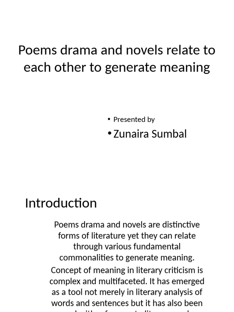Poems Drama and Novels | PDF | Poetry | Intertextuality