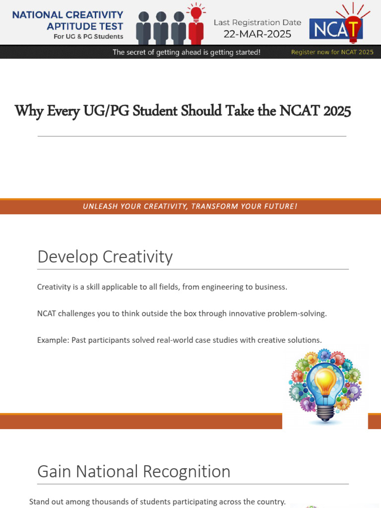 Why Every UG-PG Student Should Take The NCAT 2025 | PDF