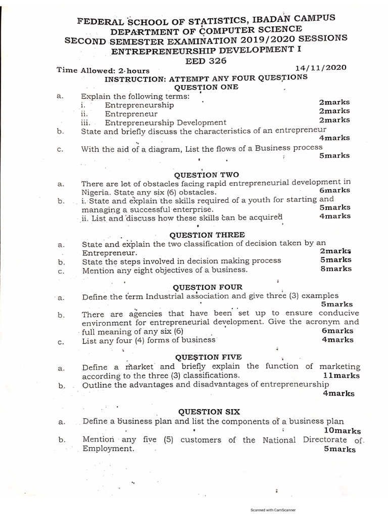 HND 1 Second Semester Past Questions Computer Science | PDF