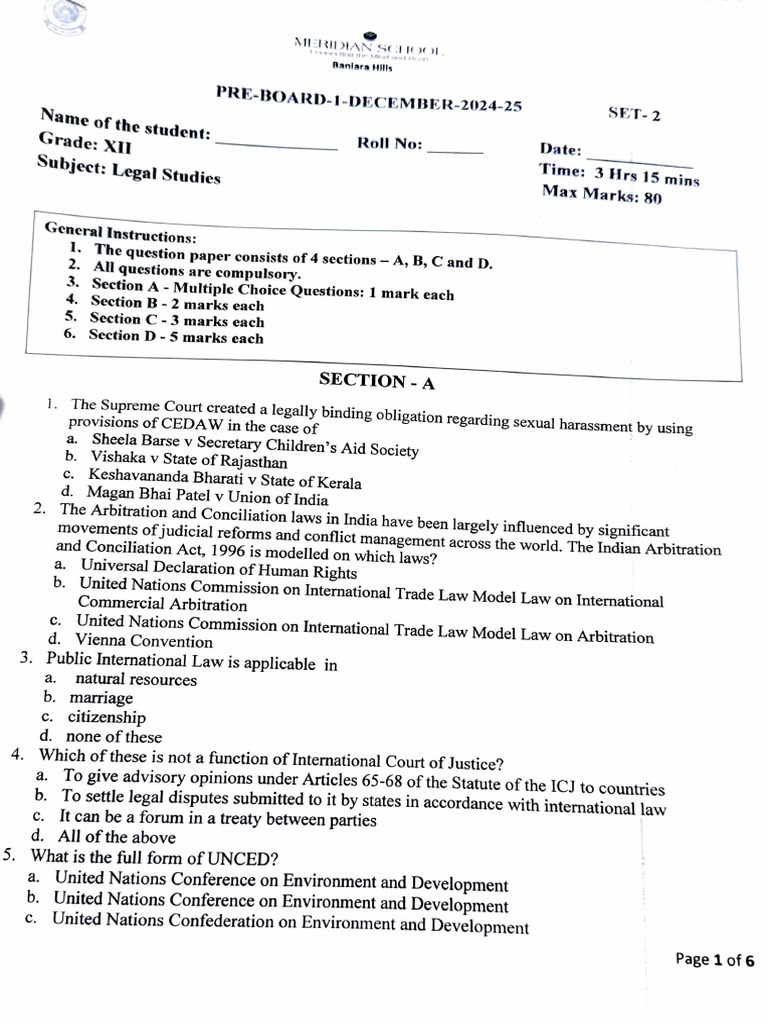 Legal Studies Sample Paper | PDF | Justice | Crime & Violence