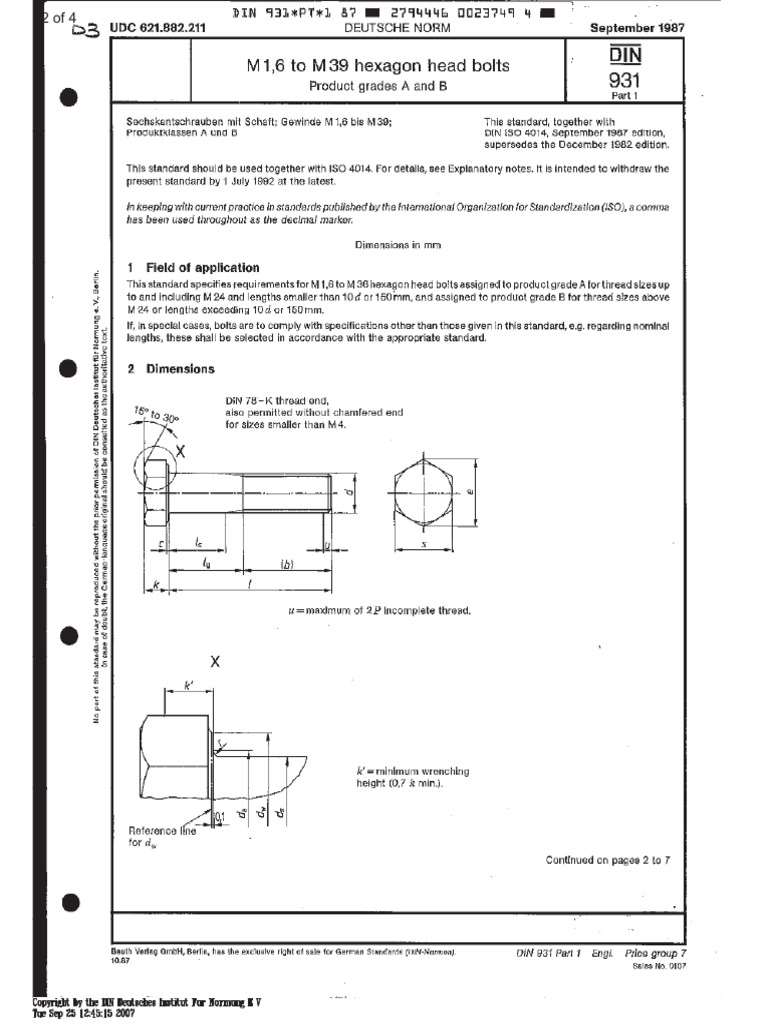 Pages From DIN 931 | PDF | Screw | Metalworking