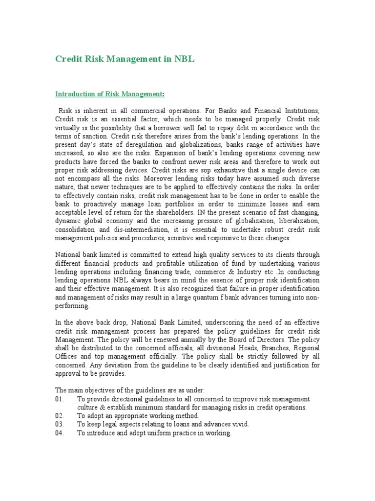 Credit Risk Management | PDF