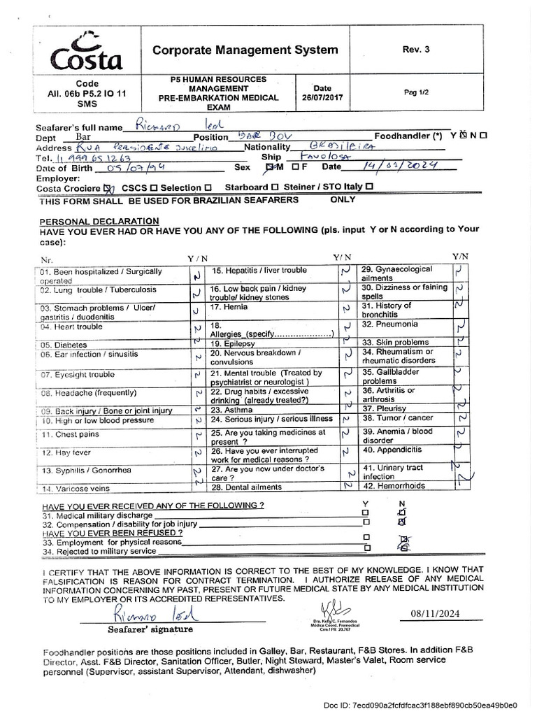Pre-Embarkation Medical Guide | PDF | Vaccines | Vaccination