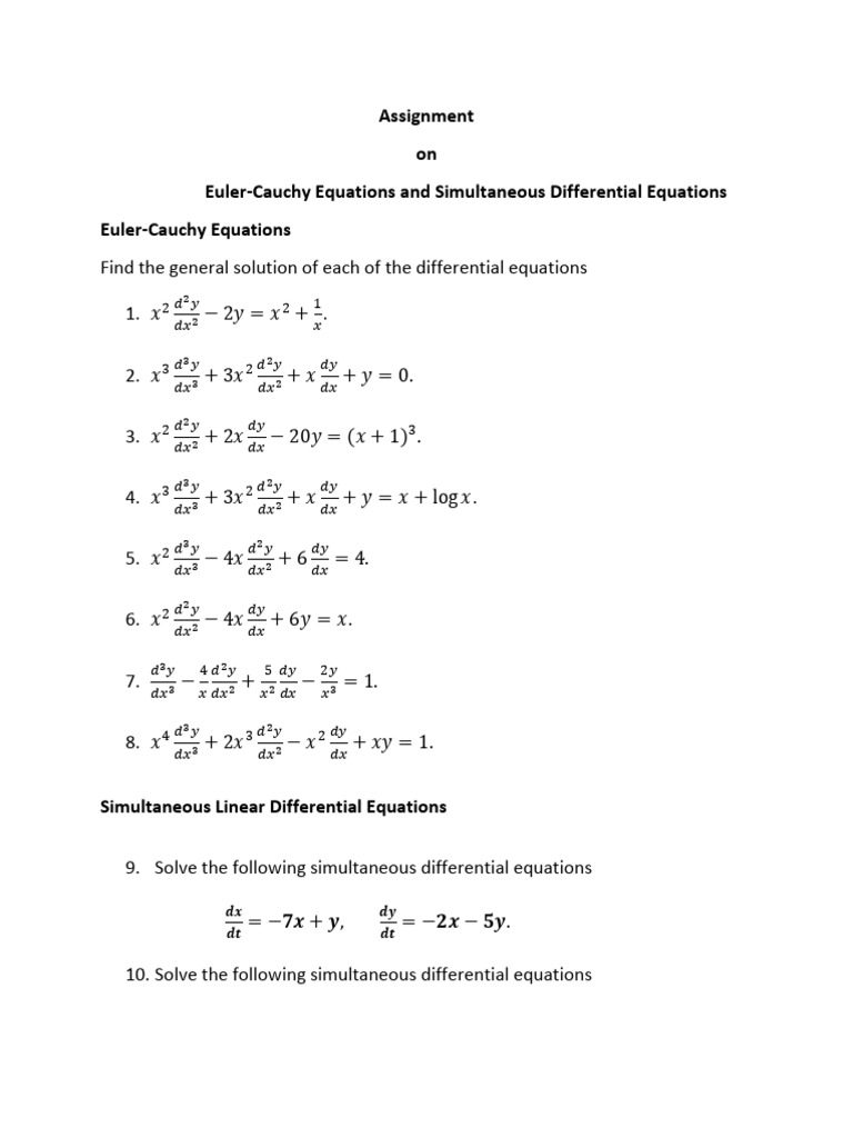 Assignment Sheet-1 | PDF | Equations | Mathematical Objects