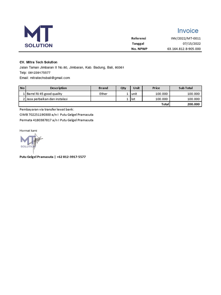 Invoice 15 Jan 22 | PDF