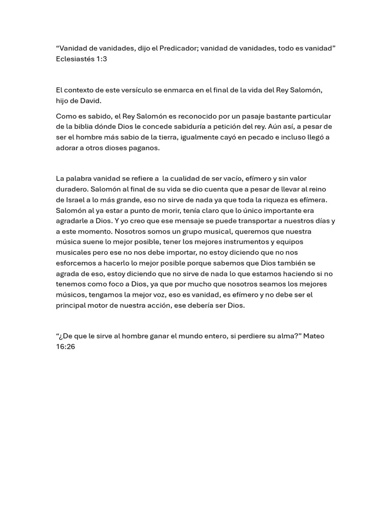 Vanidad de Vanidades | PDF